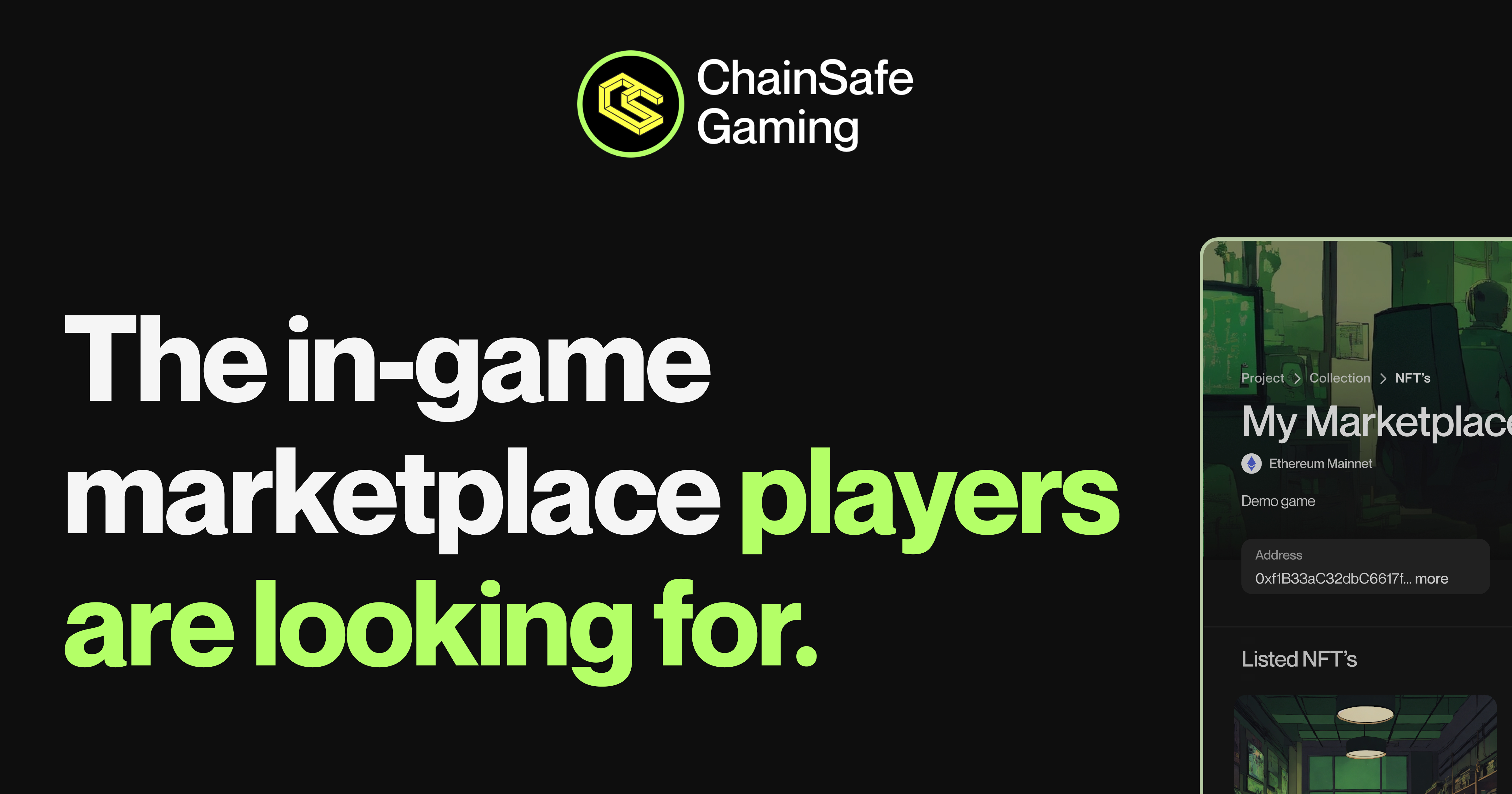 ChainSafe Gaming Marketplace